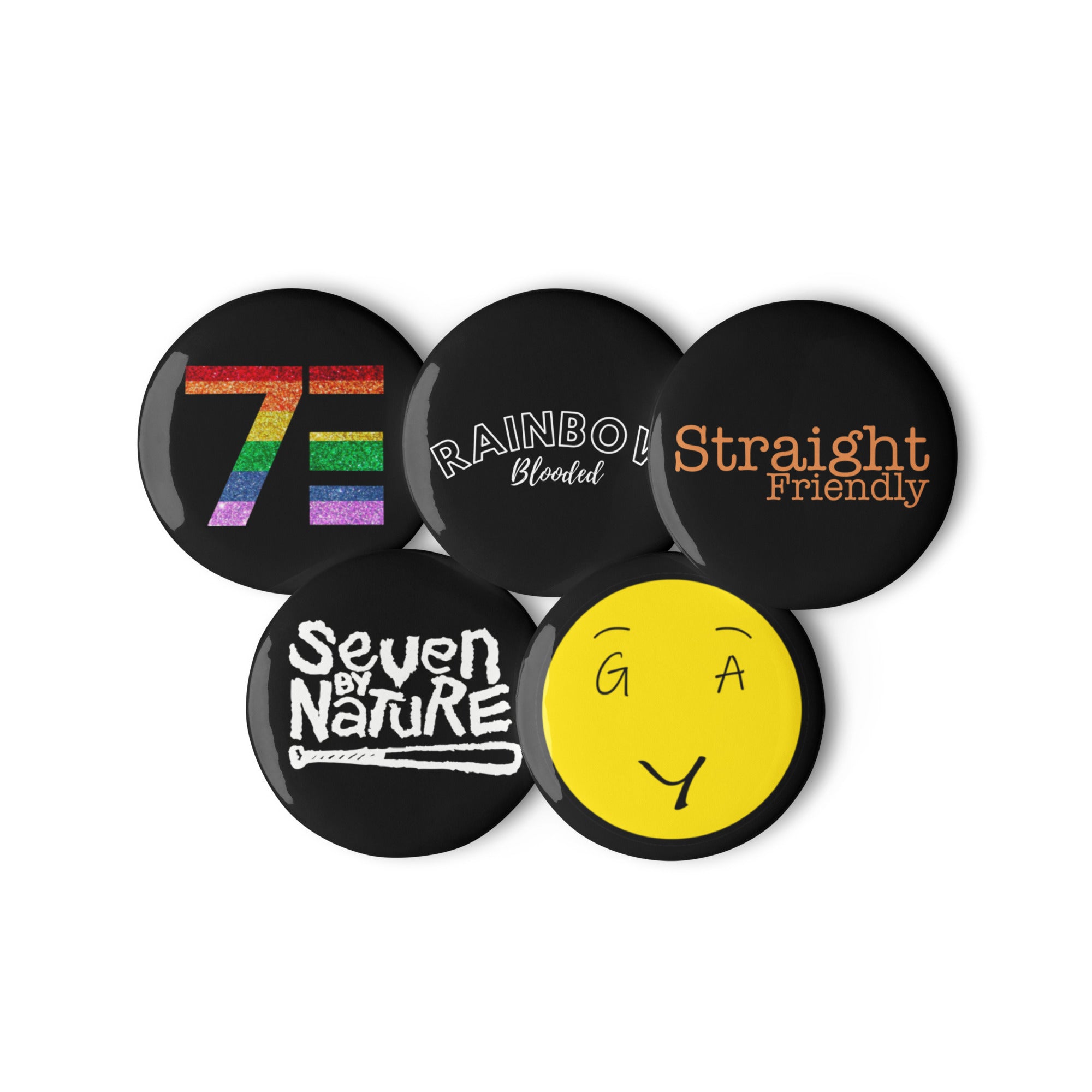 Queer Buttons - Pride Button Set - Gay Pride Pins - Seven Even Clothing